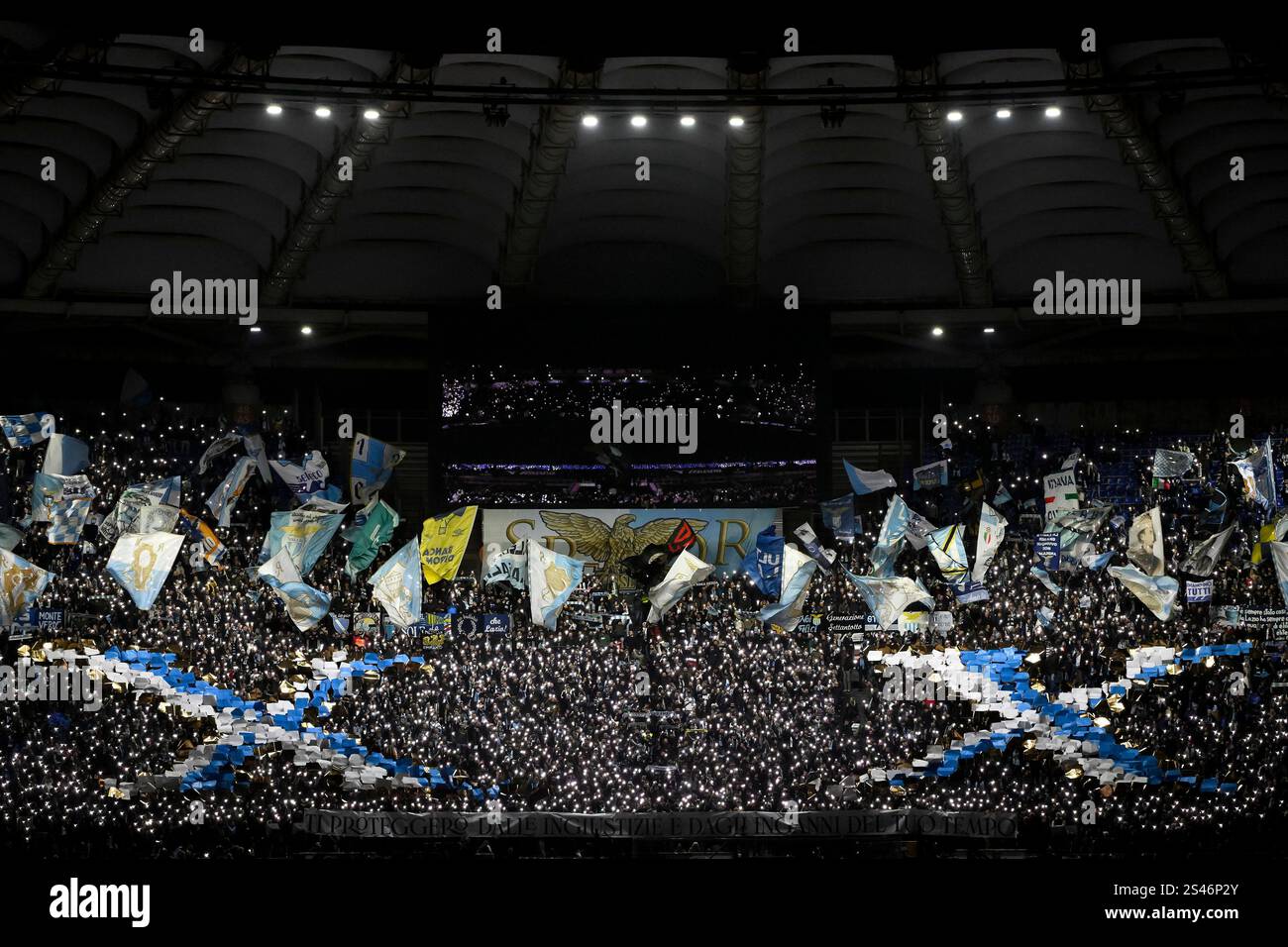 Rome, Italy. 10th Jan, 2025. Lazio fans display a choreography for the ...
