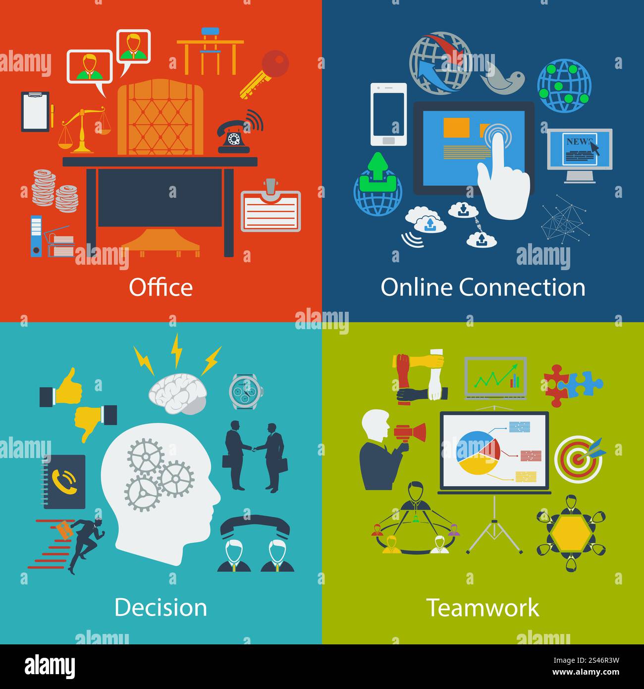 Set of Business, Communication, Teamwork designs Stock Vector Image ...