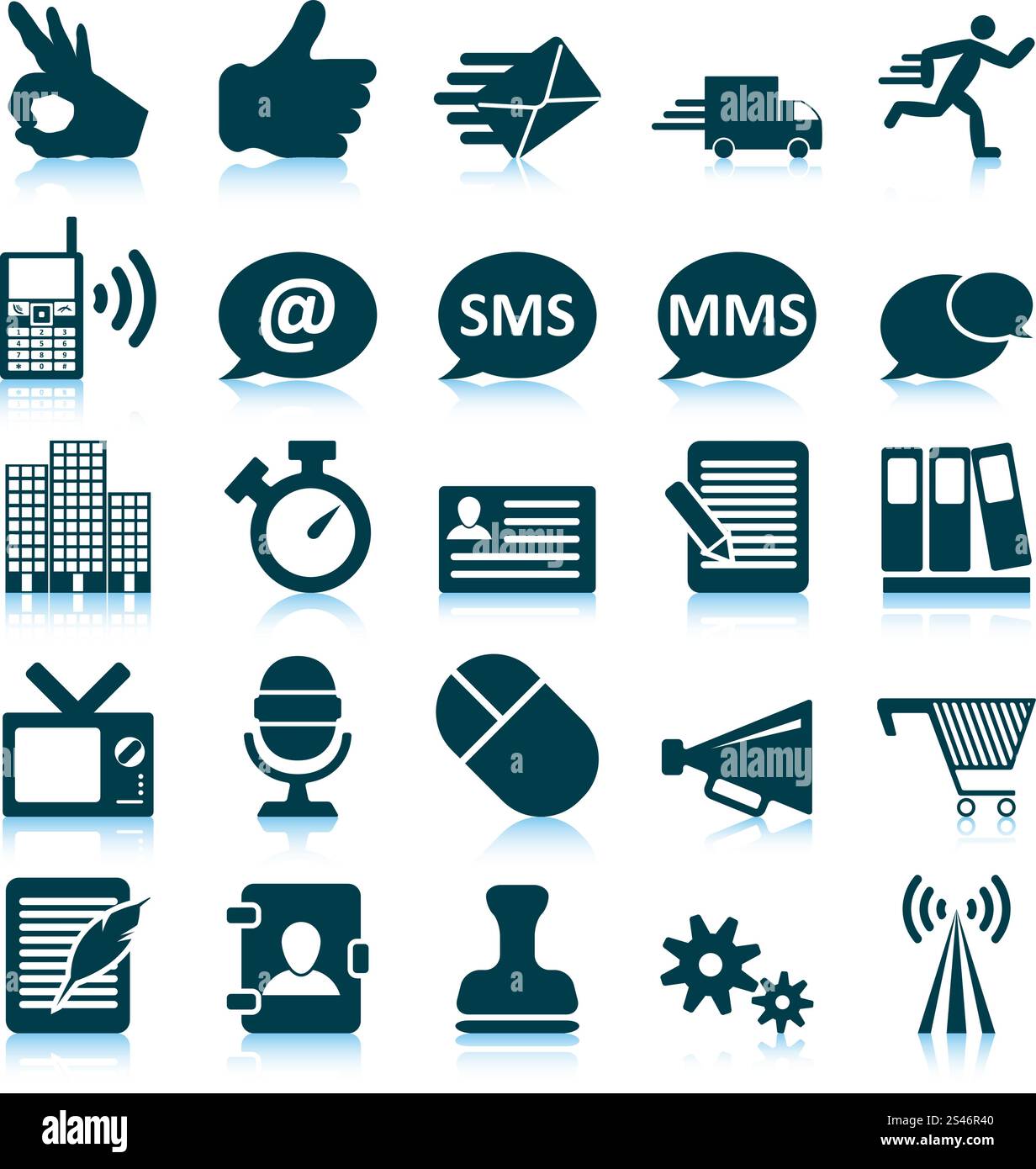Office and communication icon set. Vector illustration Stock Vector ...
