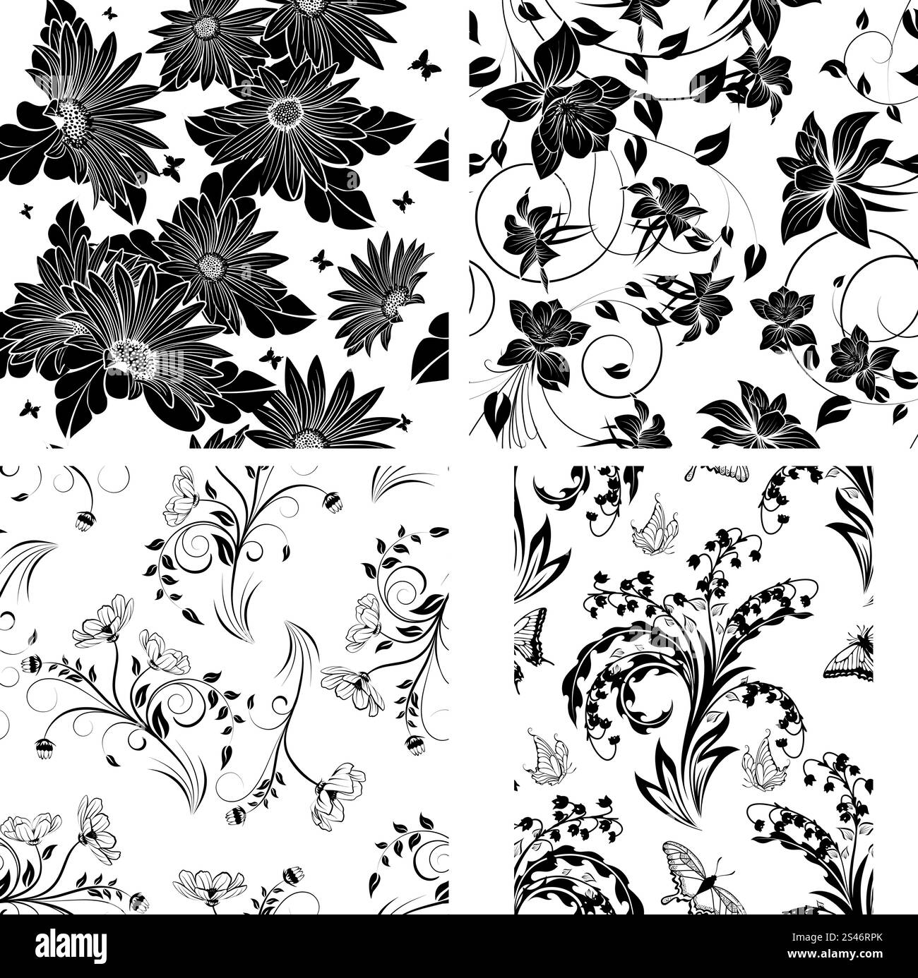 Set of 4 Floral Seamless Patterns design Stock Vector Image & Art - Alamy