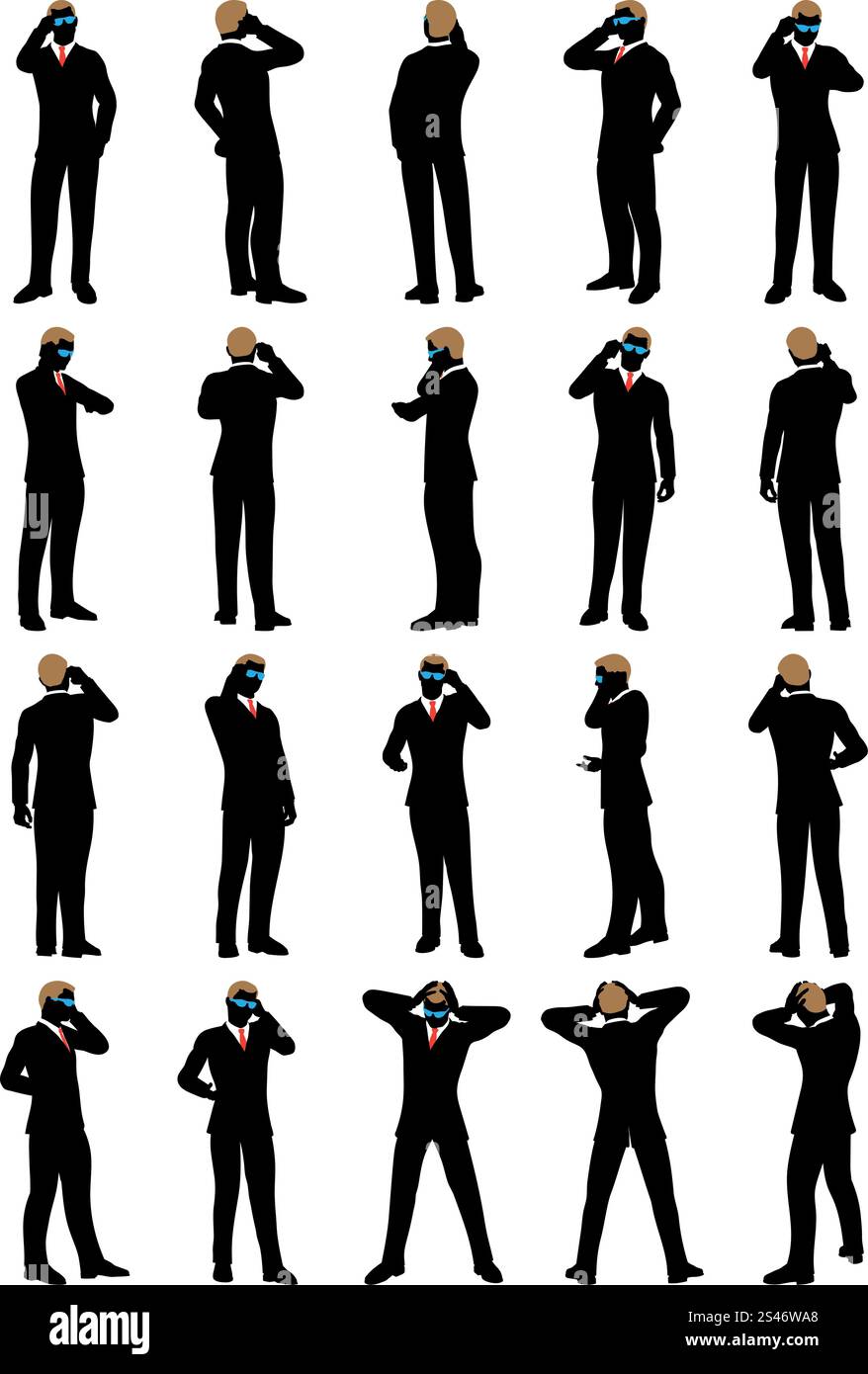 Business silhouette set. Very detail with removabale spectacles. Vector ...