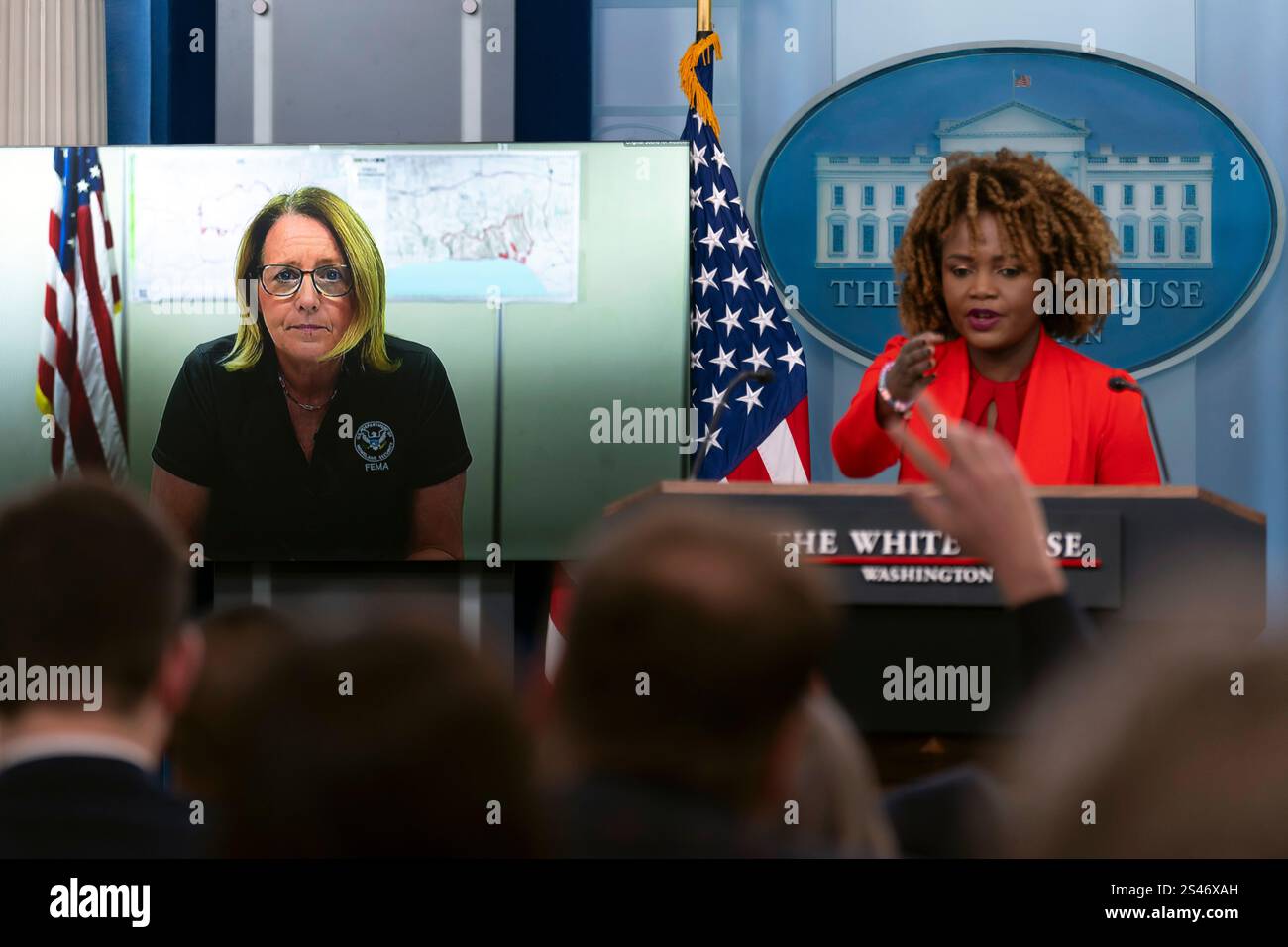 White House press secretary Karine Jean-Pierre and Federal Emergency ...