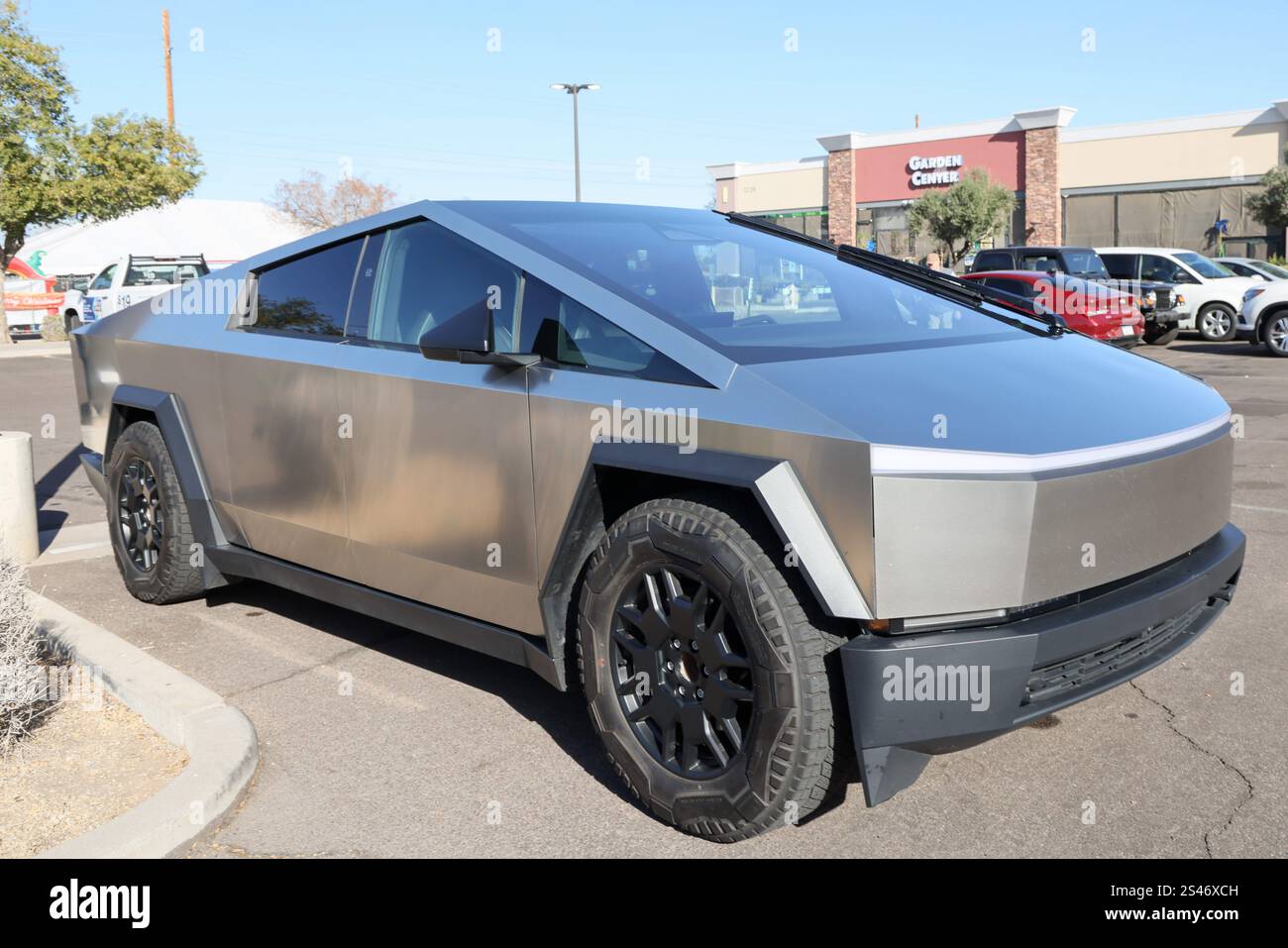 A Tesla Cybertruck is seen in a parking lot in Mesa, Arizona, USA on ...