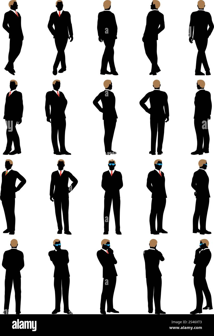Business silhouette set. Very detail with removabale spectacles. Vector ...