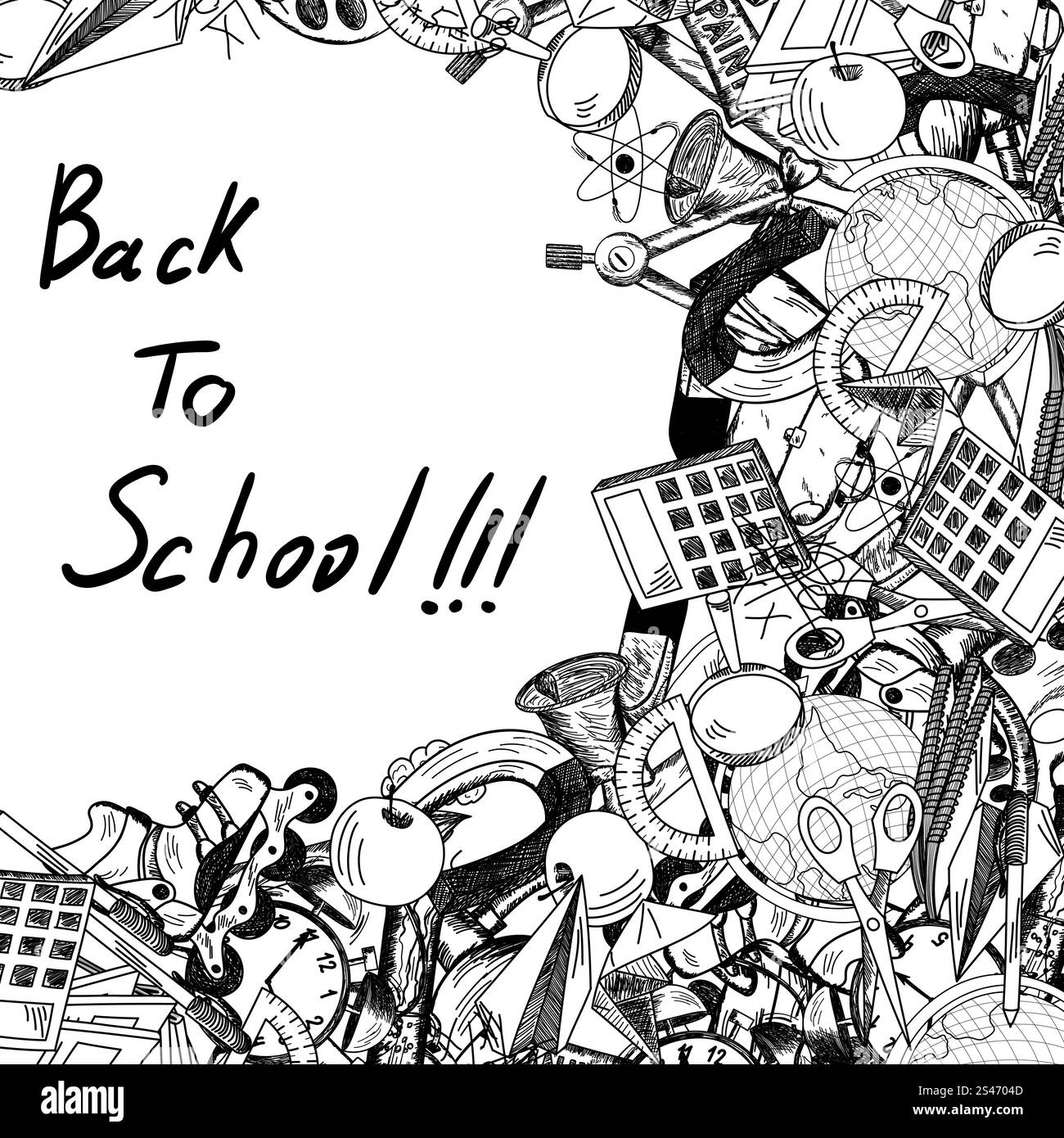 Back to school title with sketch drawing frame Stock Vector Image & Art ...