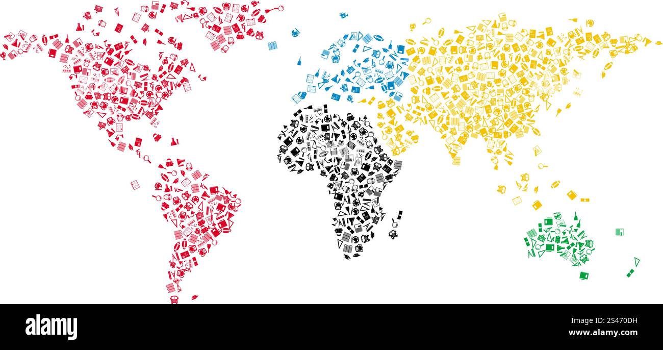 World map drawn in Cut Out Stock Images & Pictures - Alamy