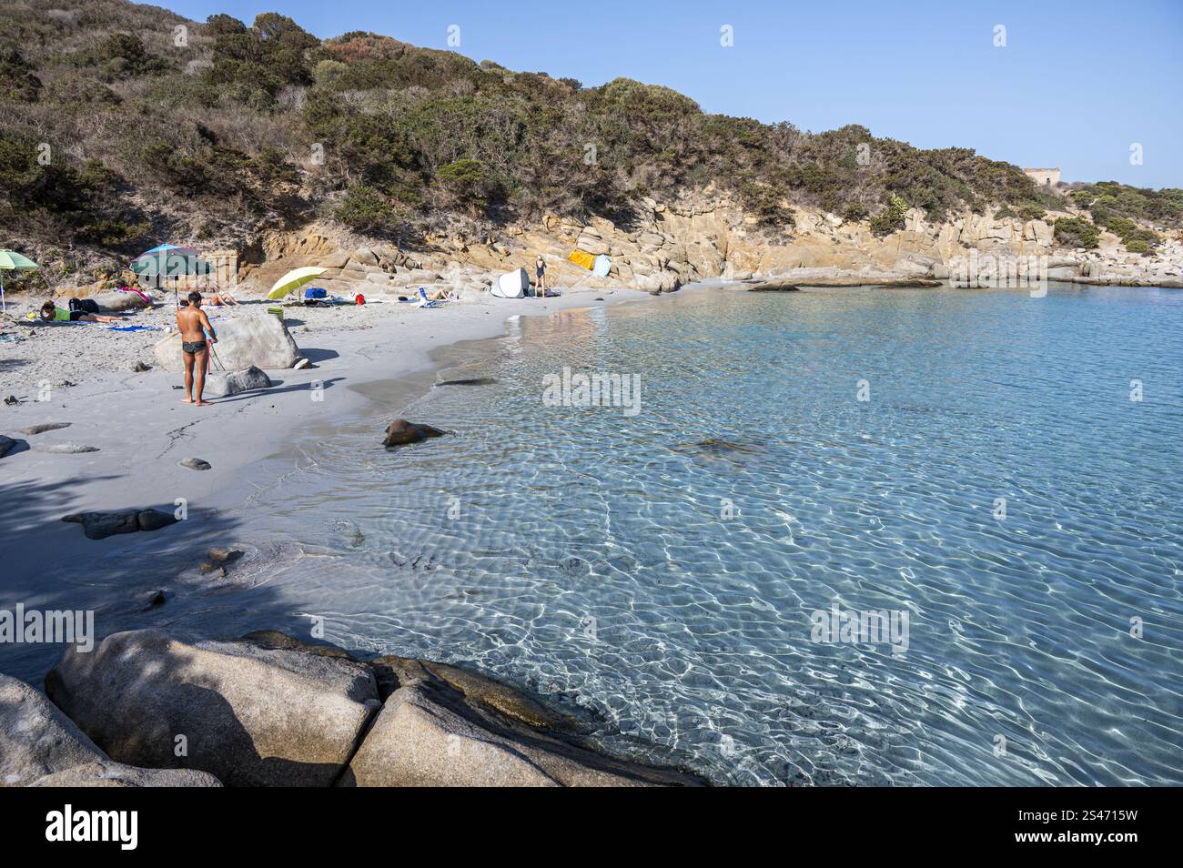 vIllasimius, Italy - 09-05-2024: The beautiful Cala Porto Giunco with ...
