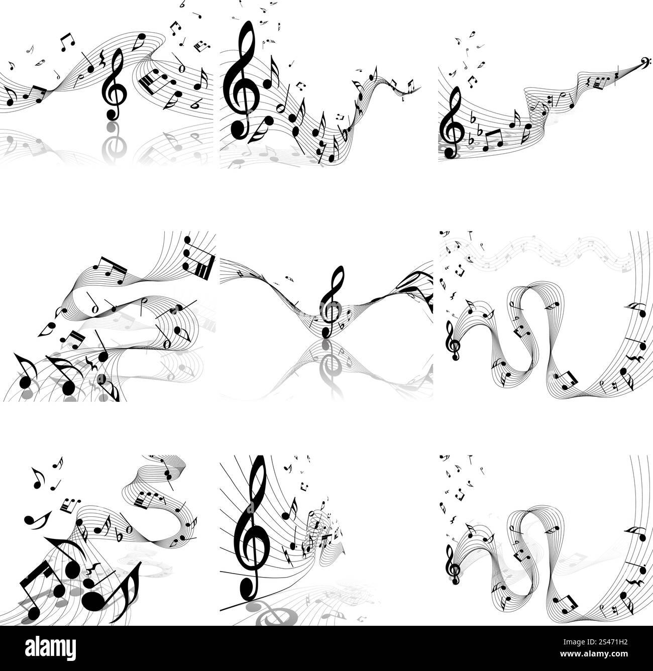 Musical notes staff set. Vector illustration with transparency EPS10 ...