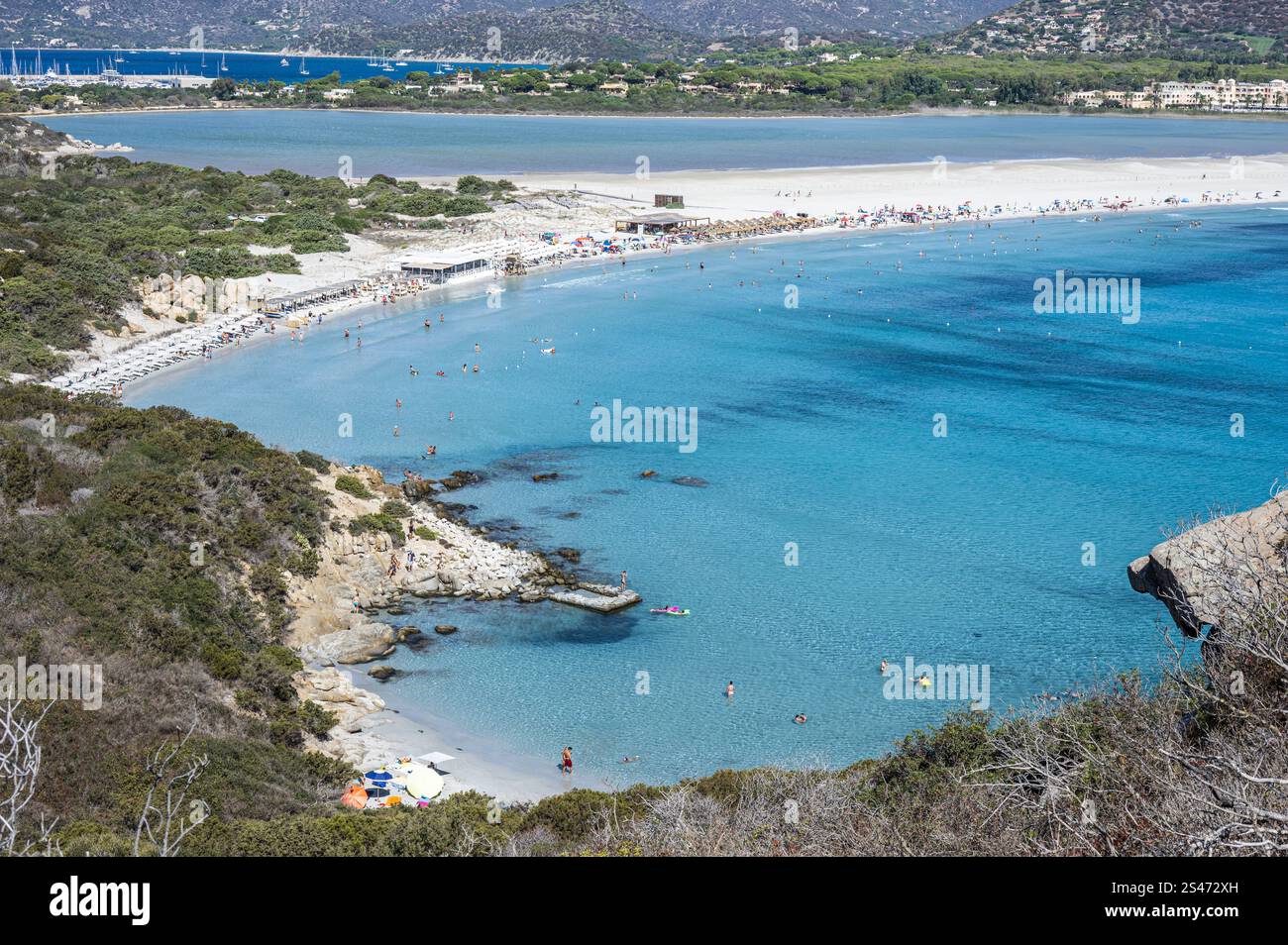 VIllasimius, Italy - 09-05-2024: Aerial view of the beautiful beach of ...