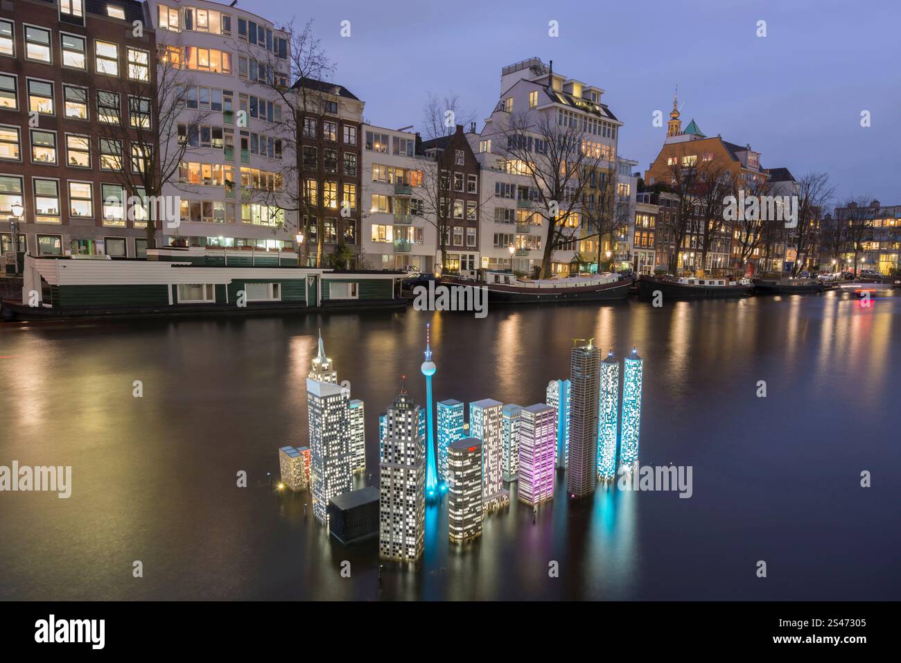 Amsterdam, The Netherlands - Amsterdam canal during Amsterdam Light ...