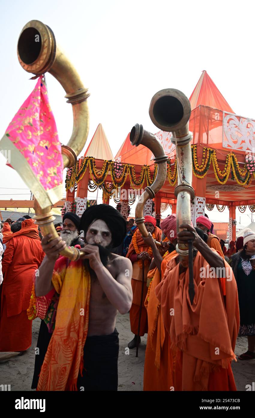 January 10, 2025: Prayagraj: Sadhus of 'Shri Panchayati Akhara Bada ...