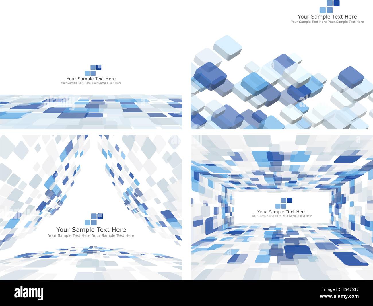 Set of 4 Checkered Abstract Backgrounds. Blue color Stock Vector Image ...