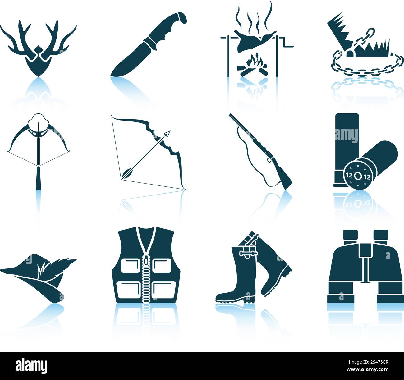 Set of hunting icons. EPS 10 vector illustration without transparency ...