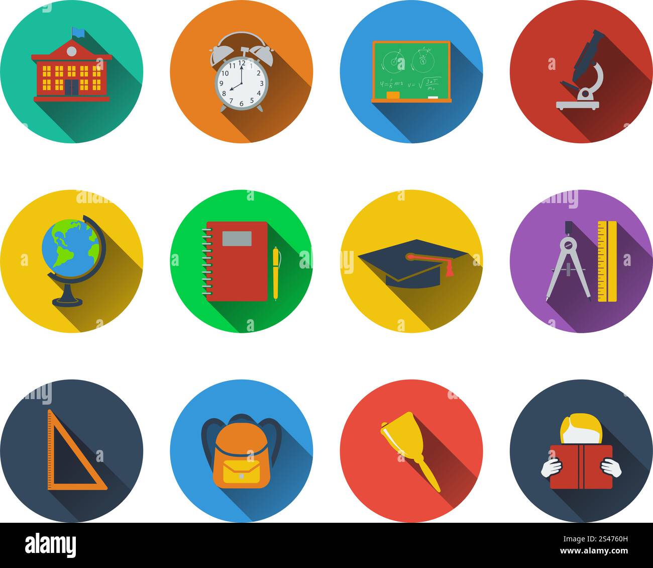 Set of school icons in flat design. EPS 10 vector illustration with ...