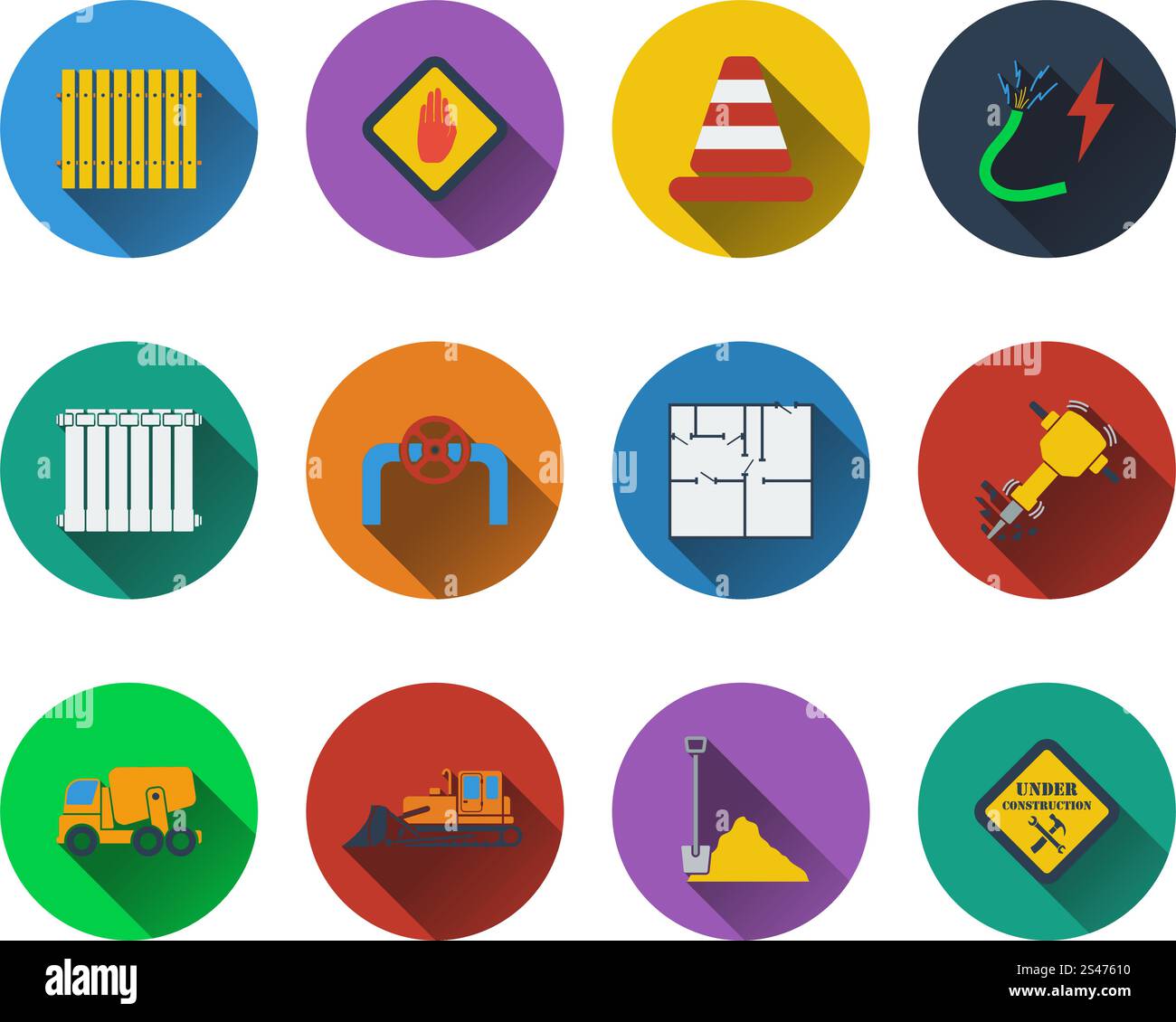 Set of construction icons in flat design. EPS 10 vector illustration ...