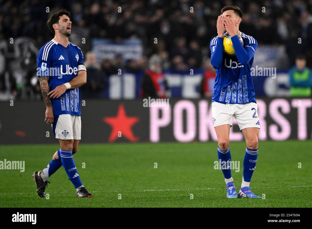 Rome, Italy. 10th Jan, 2025. Patrick Cutrone and Yannik Engelhardt of Como look dejected during ...