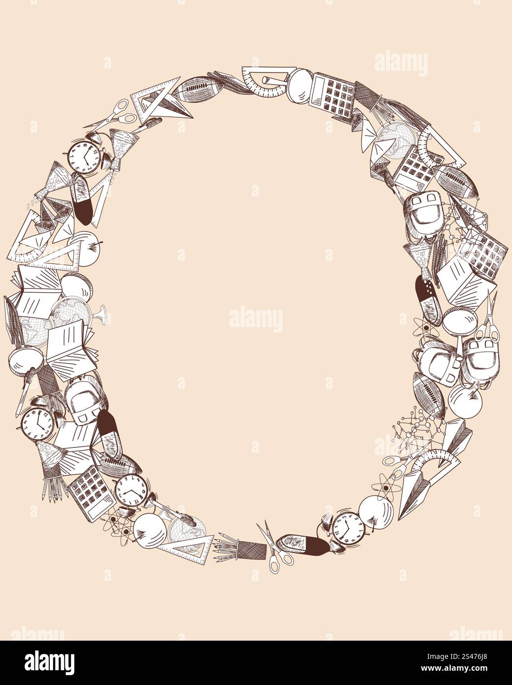 Hand drawn alphabet letter with education theme. EPS 10 vector ...