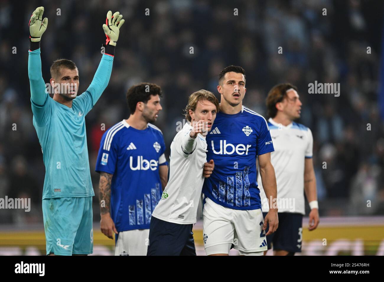 Rome, Italy. 10th Jan, 2025. Ivan Provedel of S.S. Lazio, Nicolo Rovella of S.S. Lazio and Marc ...