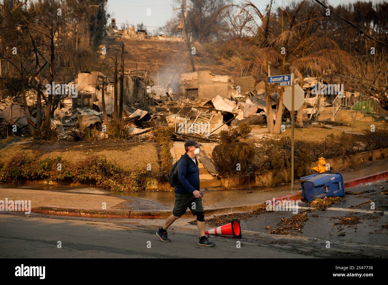 A property is destroyed by the Palisades Fire along Sunset Boulevard in ...