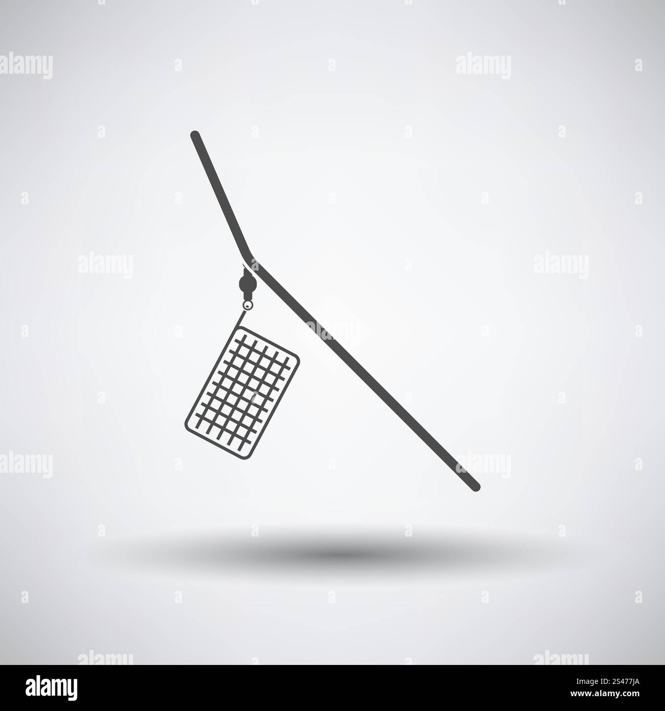Fishing icon with feeder net over gray background. Vector illustration ...