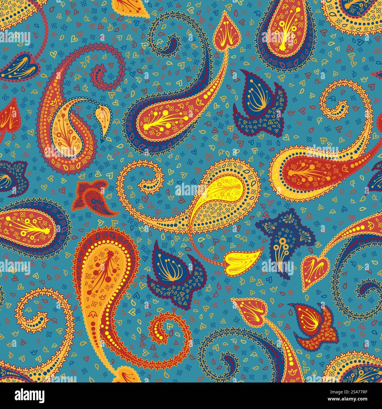 Multicolor Seamless Paisley Pattern Ornate. Elegant Design With Ideal ...
