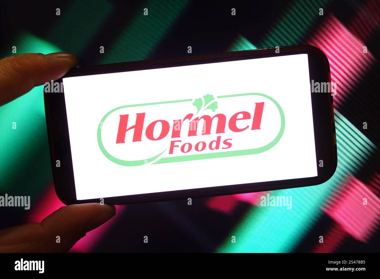 In this photo illustration, the Hormel Foods company logo is seen ...