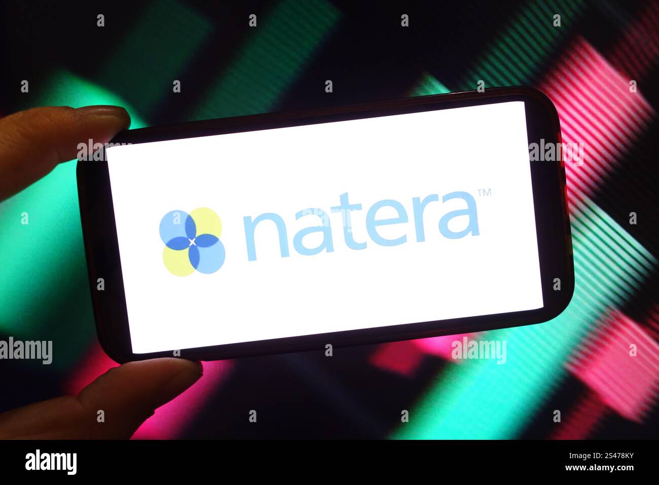 In this photo illustration, the Natera company logo is seen displayed ...