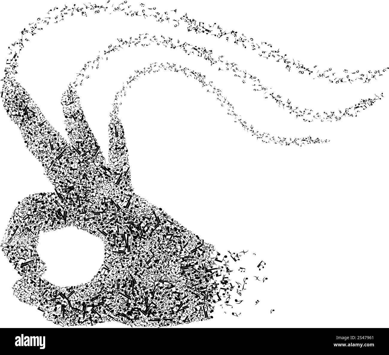 Musical Design From Musical Notes Elements And Hand in OK Gesture ...
