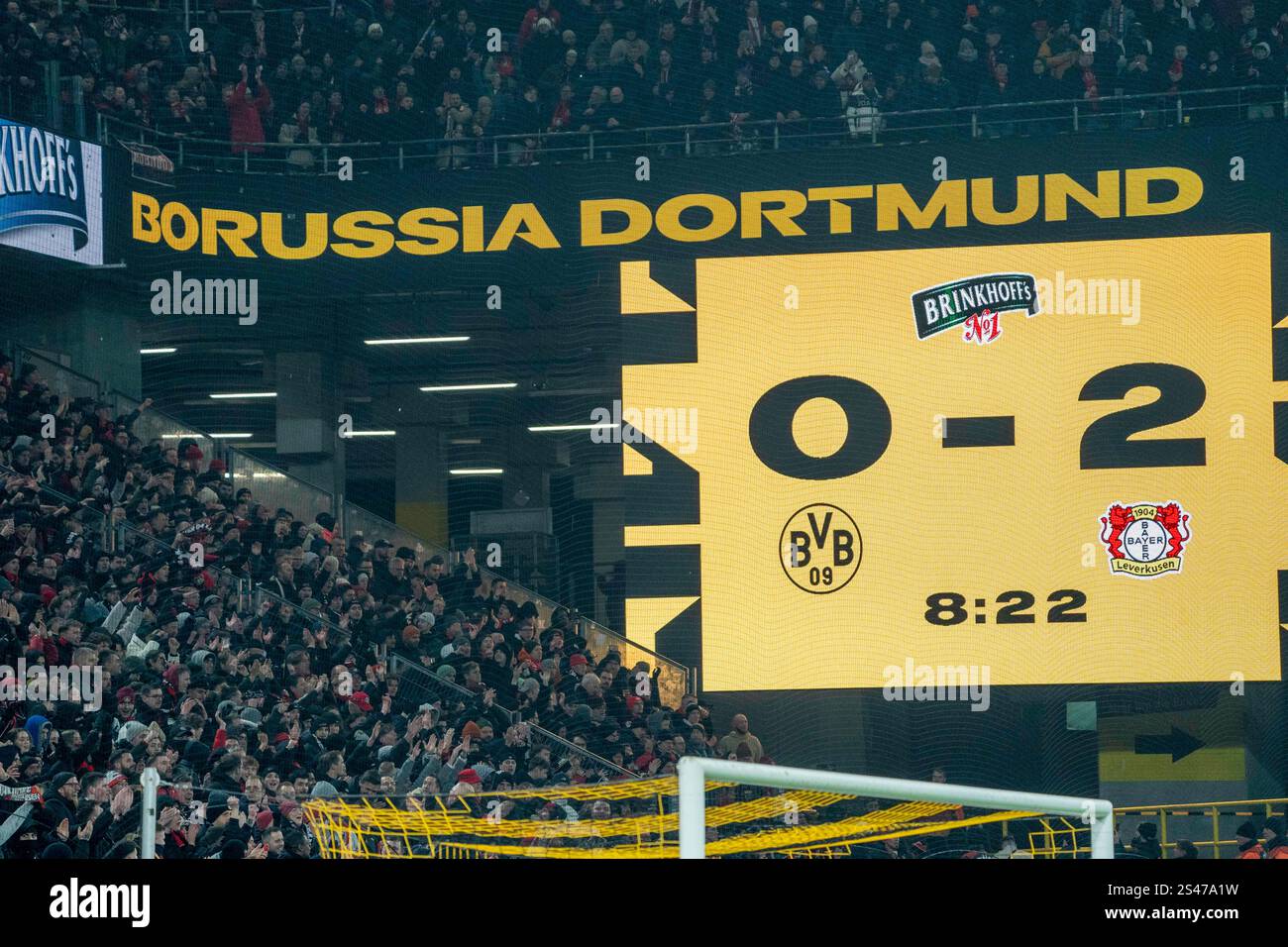 Dortmund, Deutschland. 10th Jan, 2025. Anzeigetafel. 0-2 10.01.2025, Fussball, 1. Bundesliga ...