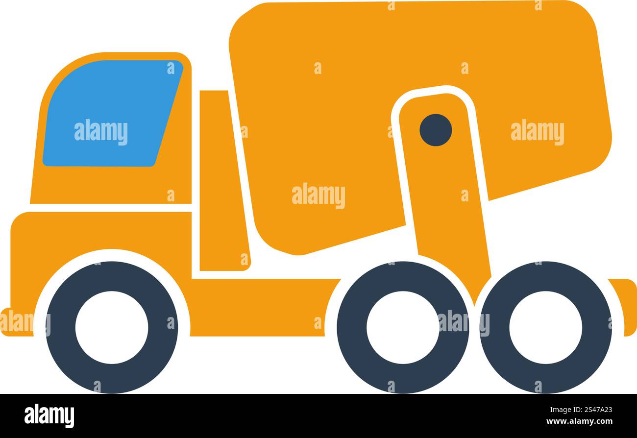 Icon Of Concrete Mixer Truck. Outline With Color Fill Design. Vector ...