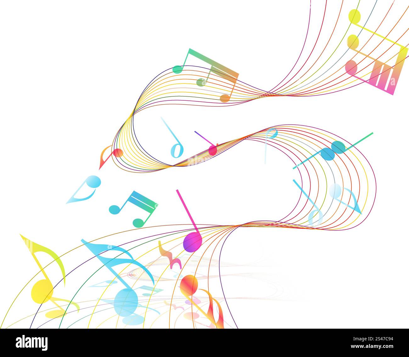 Multicolor Musical Design From Music Staff Elements With Treble Clef ...
