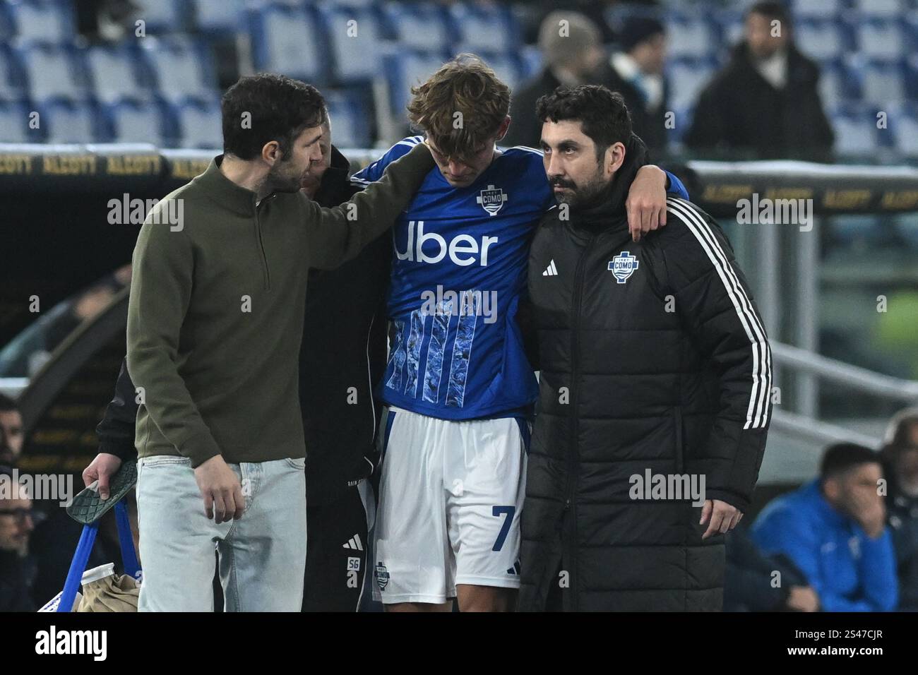 Rome, Italy. 10th Jan, 2025. Nico Paz of Como 1907 injuered during the Serie A Enilive between ...