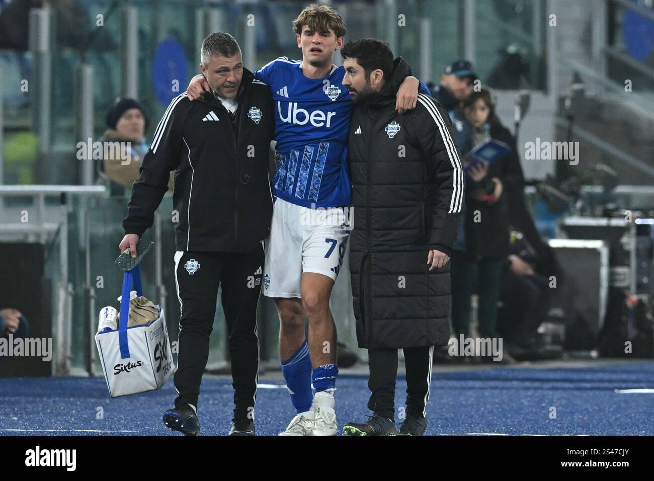 Rome, Italy. 10th Jan, 2025. Nico Paz of Como 1907 injuered during the Serie A Enilive between ...