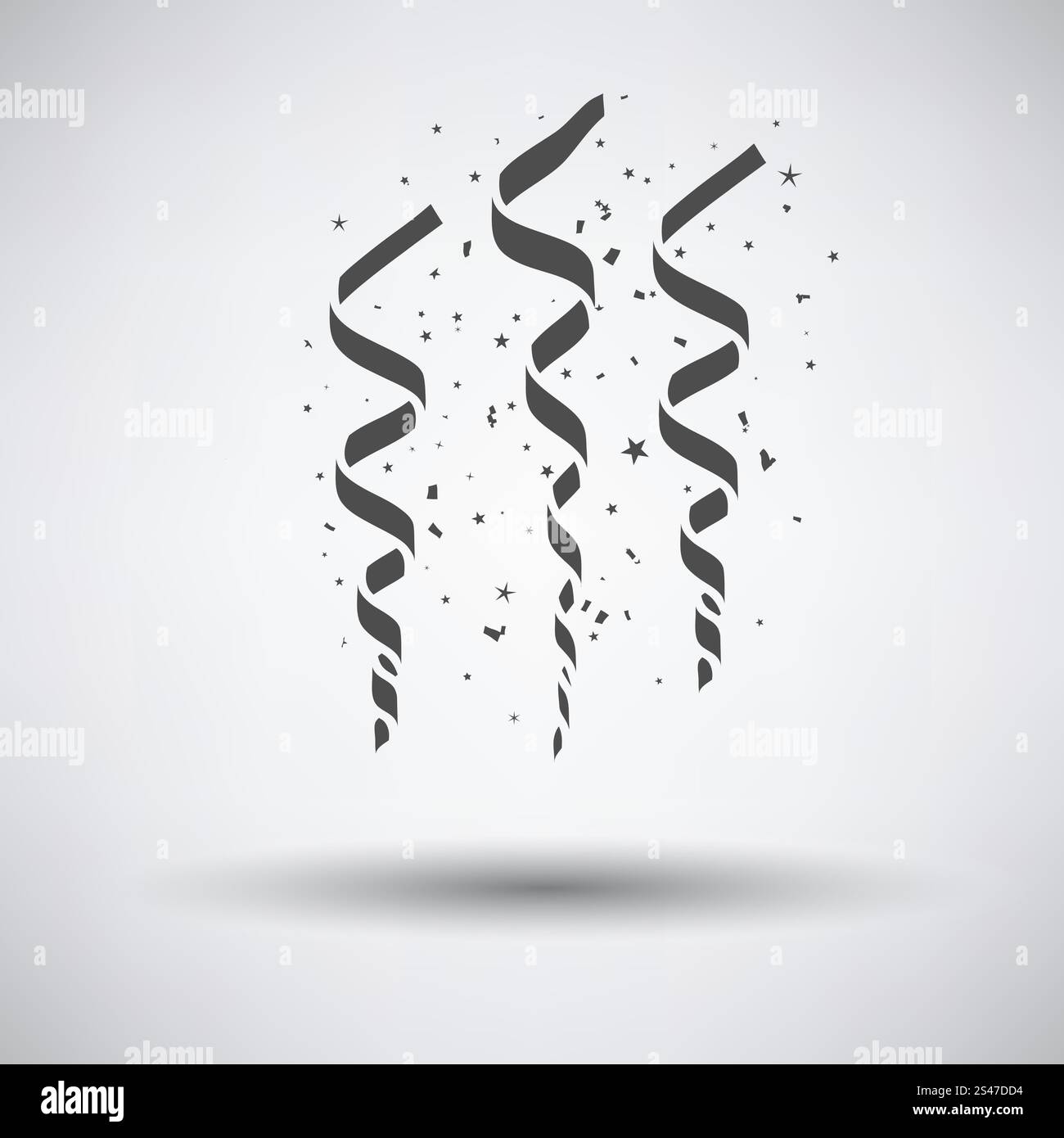 Party serpentine icon on gray background with round shadow. Vector ...