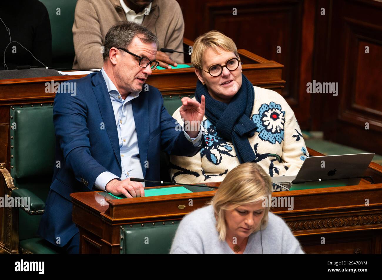 Benoit Lutgen and Isabelle Hansez Les EngagÃ s at the plenary session ...