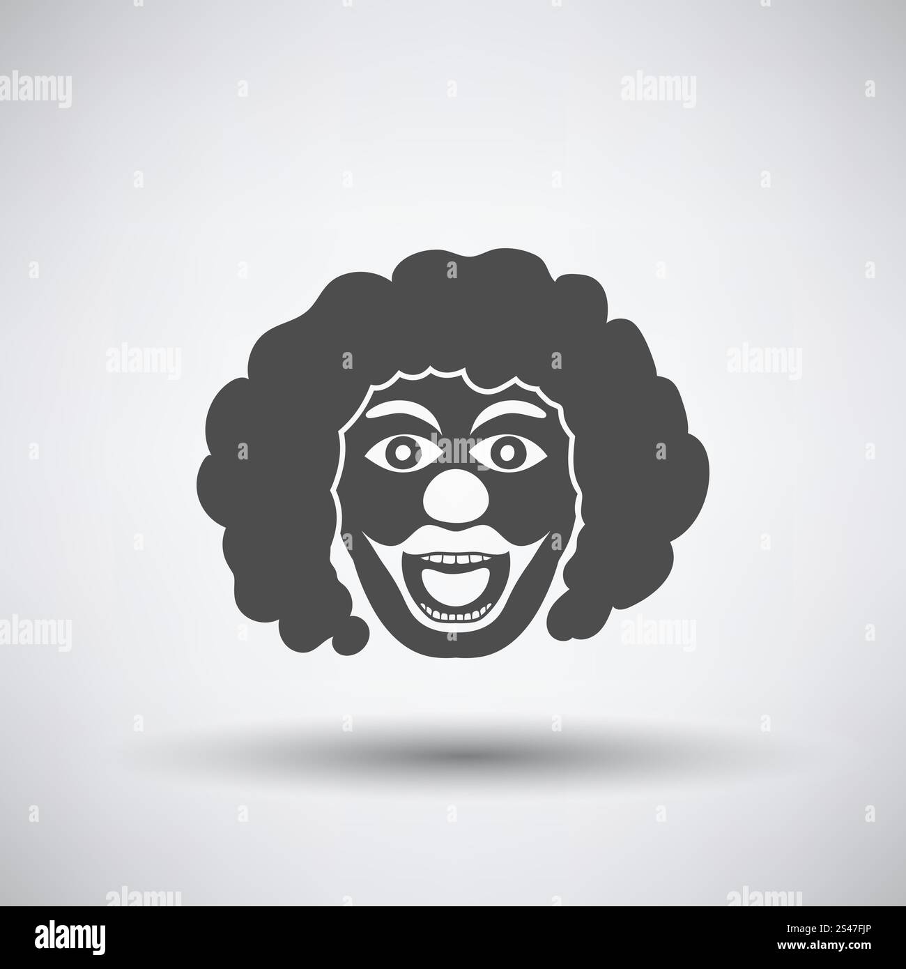 Party clown face icon on gray background with round shadow. Vector ...