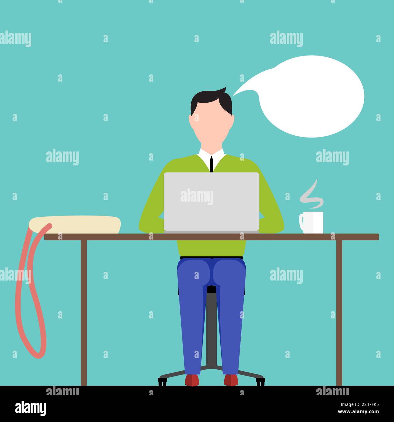 Man Sitting on a Chair at Table Behind Opened Laptop With Bag and ...