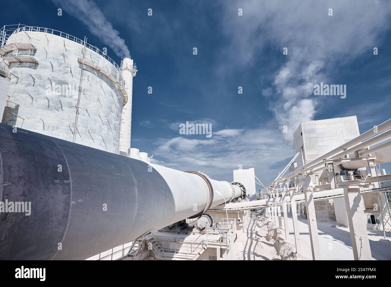 Roasting rotary furnace with pipe at manufacturing plant Stock Photo ...
