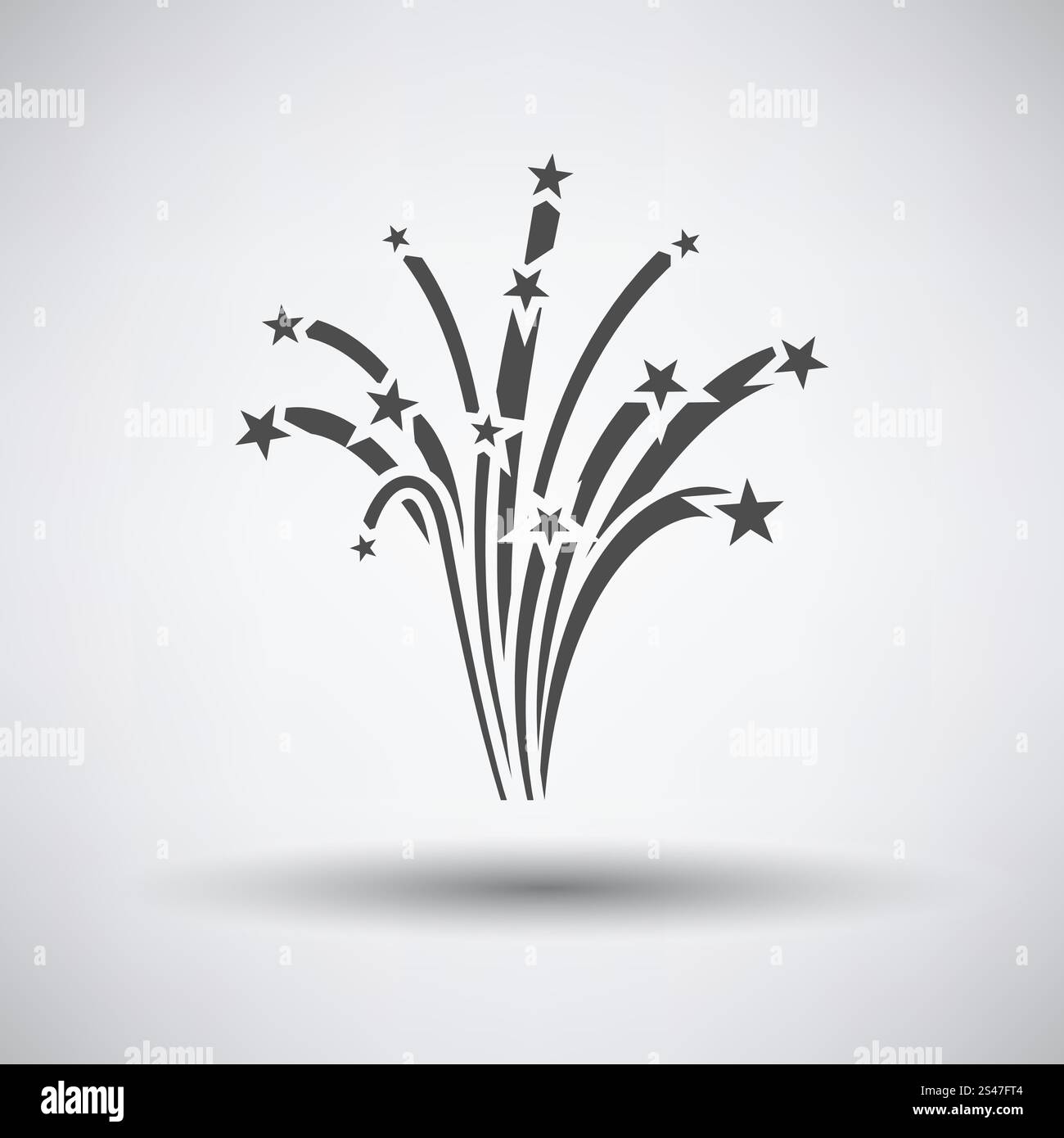 Fireworks icon on gray background with round shadow. Vector ...