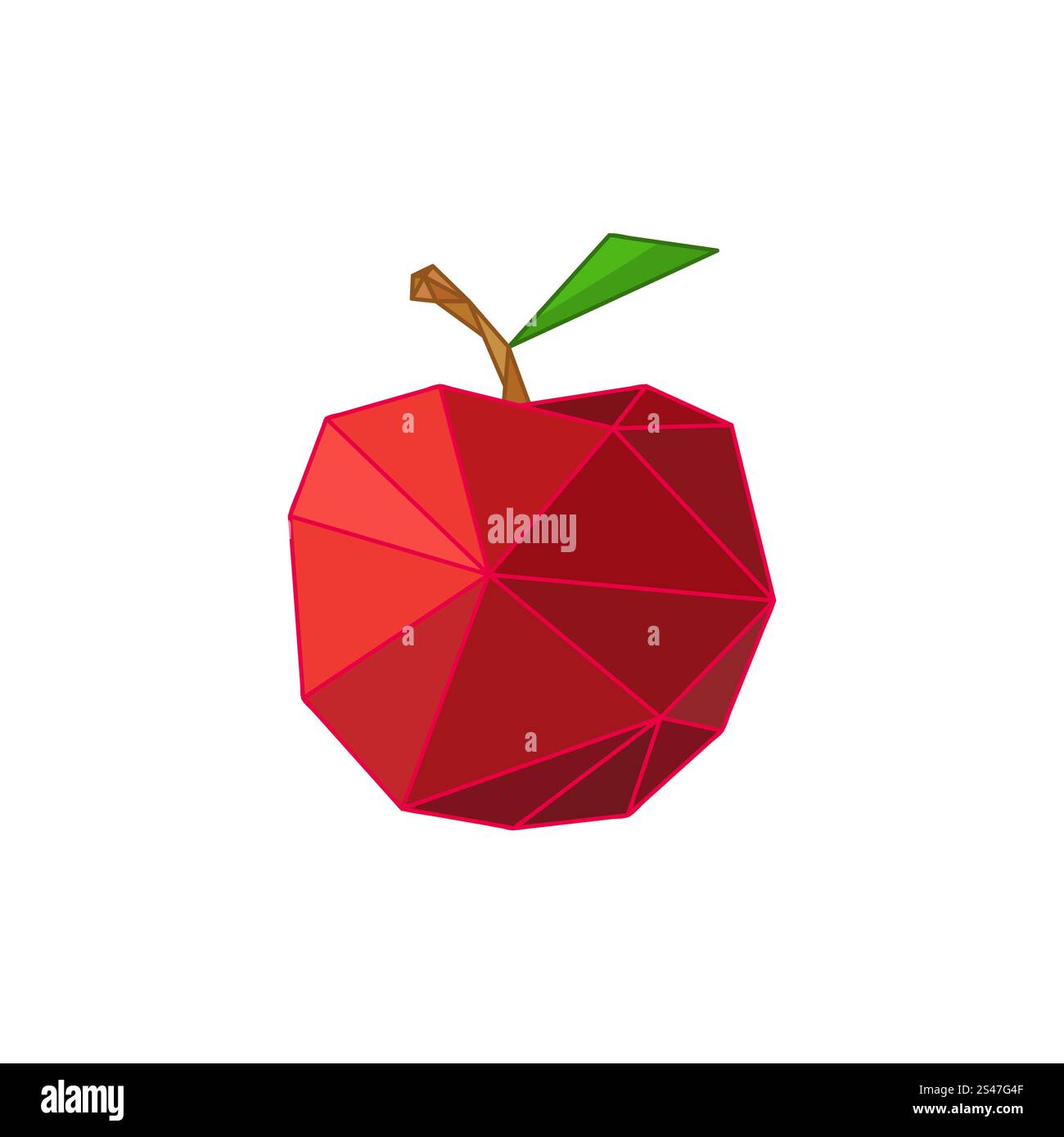Modern flat design with origami red apple isolated on white background ...