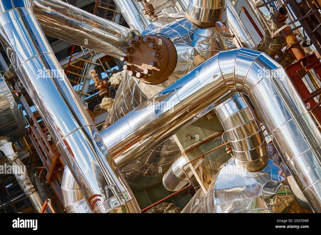 Exposed piping and machinery in a chemical plant showcase industrial ...