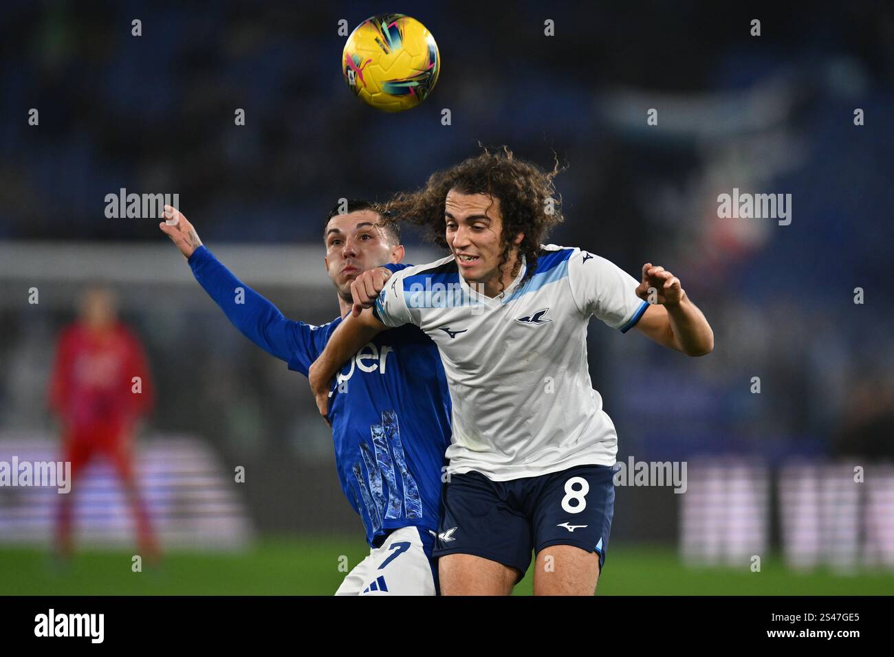 Mattéo Guendouzi of S.S. Lazio and Gabriel Strefezza of Como 1907 in action during the 20th day ...