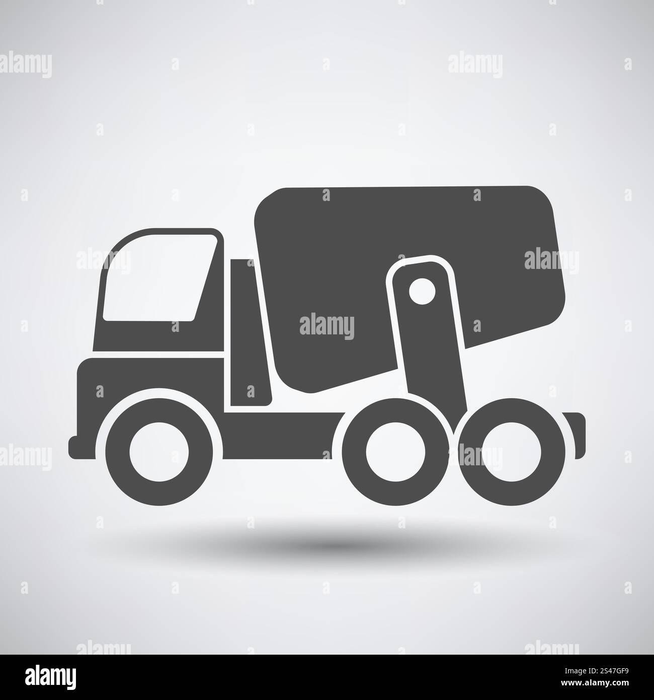 Concrete mixer icon on gray background with round shadow. Vector ...