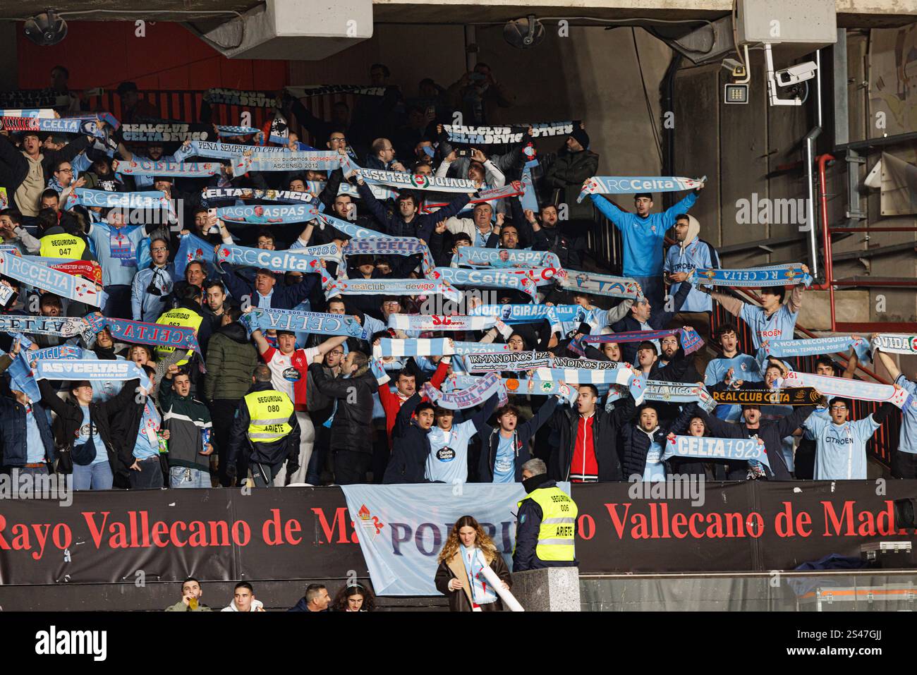 Madrid, Spain. 10th Jan 2025. Fans of Celta De Vigo seen during LaLiga ...