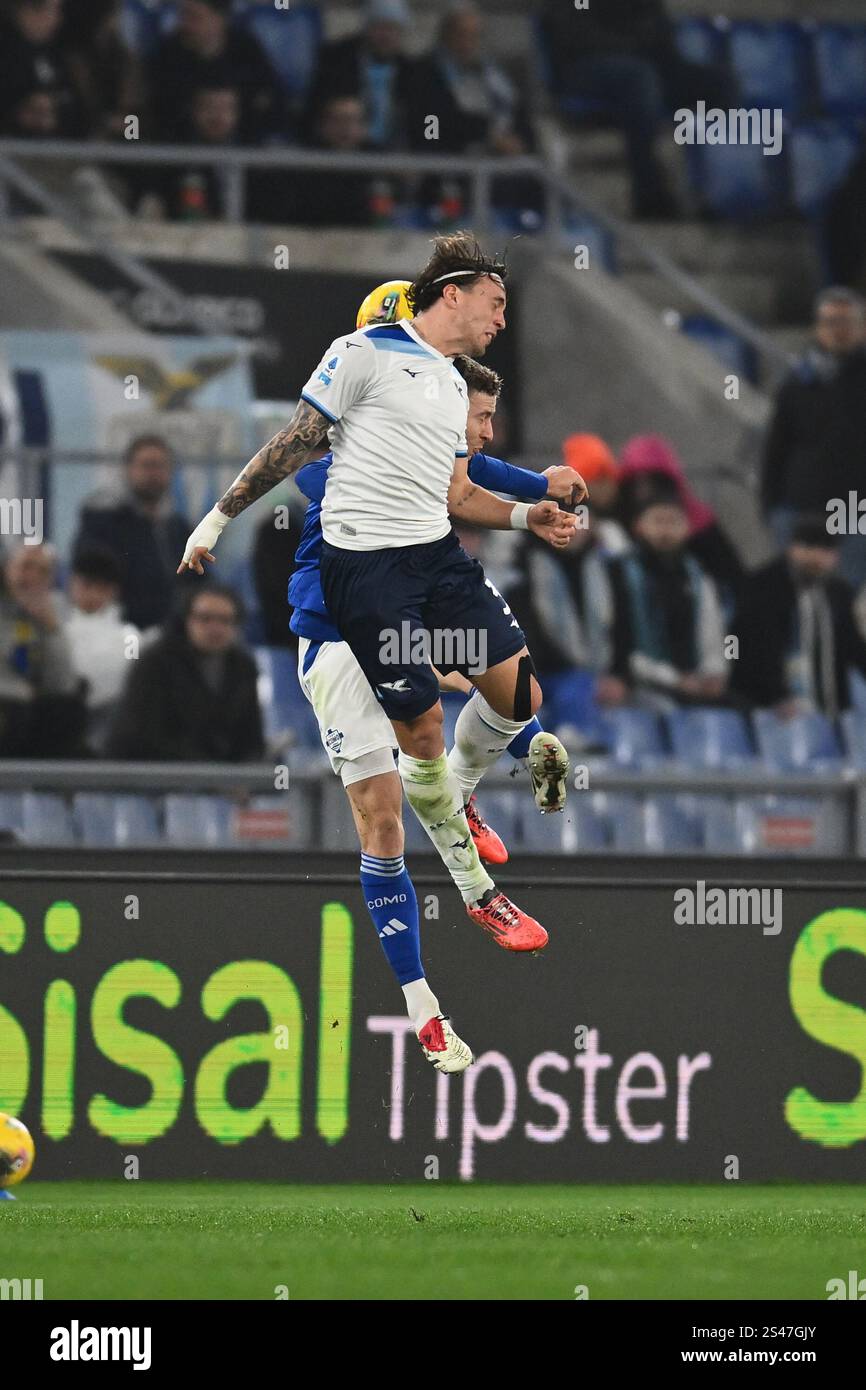 Rome, Italy. 10th Jan, 2025. Luca Pellegrini of S.S. Lazio and Ignace Van Der Brempt of Como ...
