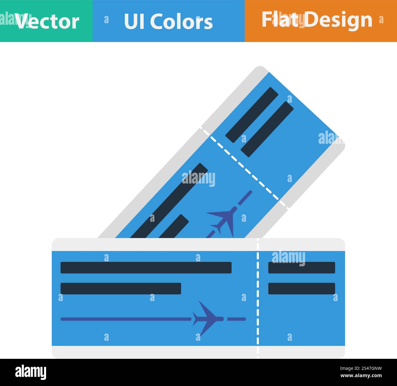 Flat design icon of two airplane tickets in ui colors. Vector ...