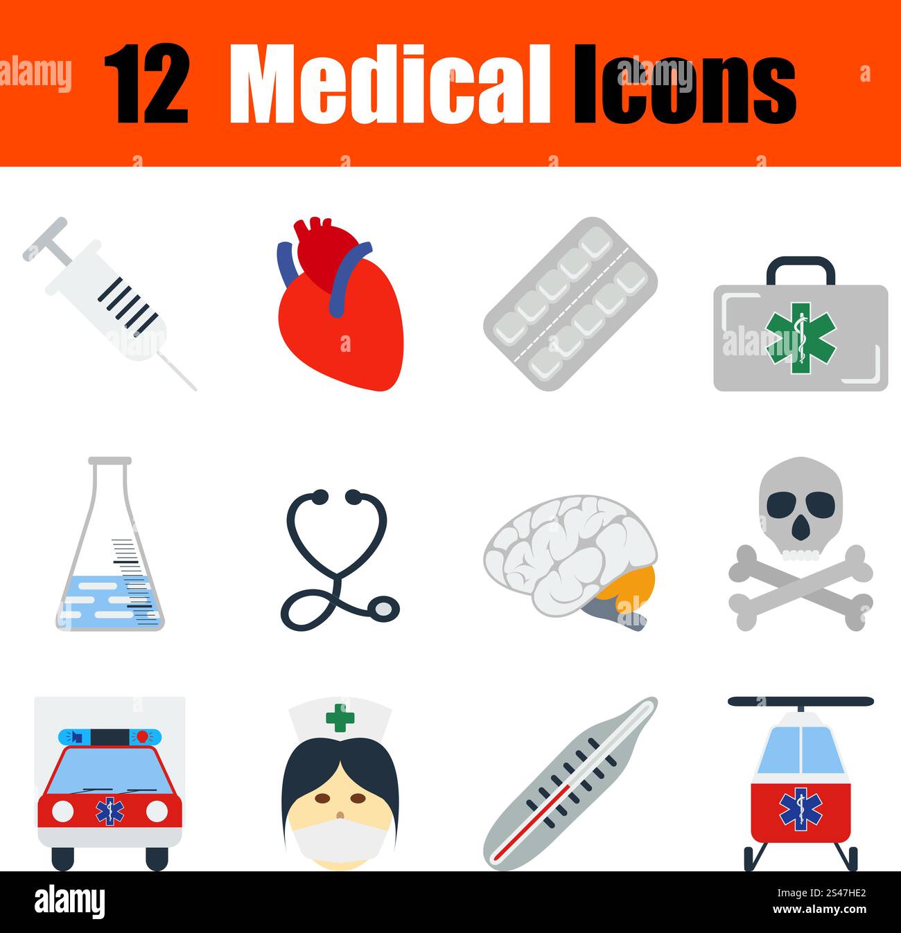 Flat design medical icon set in ui colors. Vector illustration Stock ...