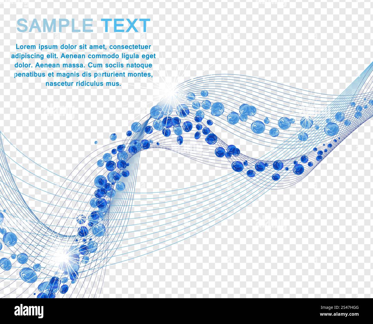 Water Lines Concept Design With Bubbles of Air and Text Space. Elegant ...