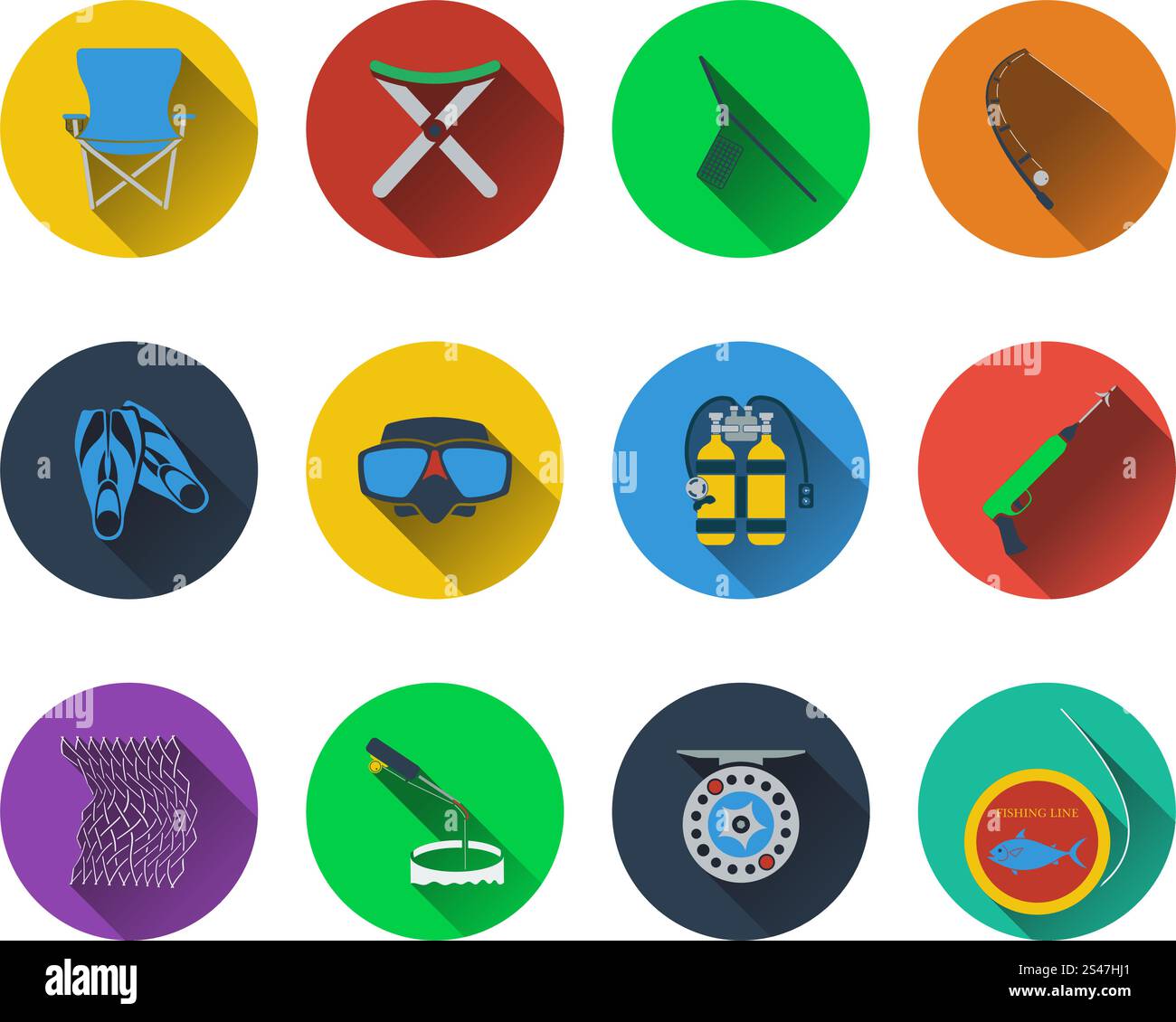 Set of fishing icons in flat design Stock Vector Image & Art - Alamy