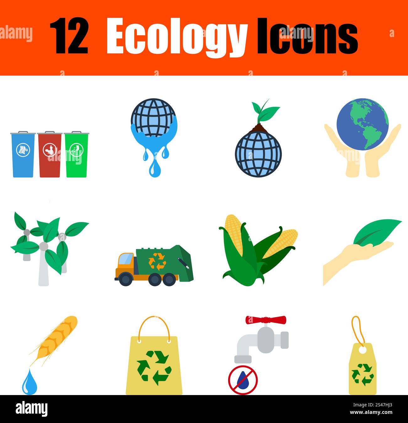 Flat design ecology icon set in ui colors. Vector illustration Stock ...